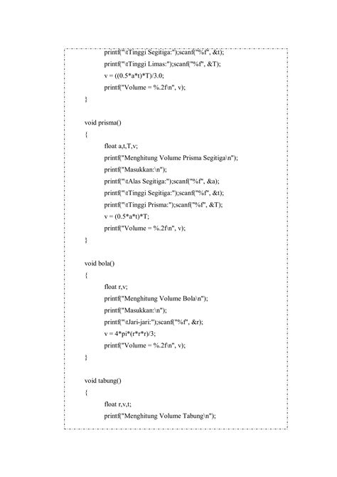 Program Menghitung Volume Bangun Ruang Dengan Bahasa C Pdf