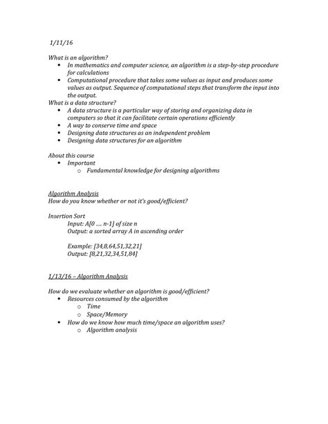 Cs2420 Notes What Is An Algorithm In Mathematics And Computer