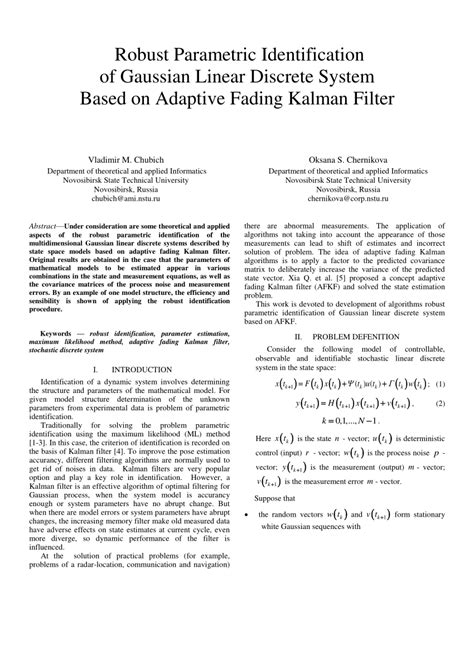 pdf robust parametric identification of gaussian linear discrete