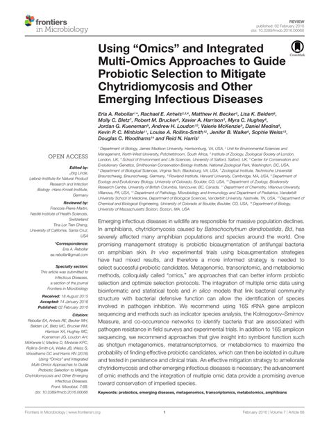 Pdf Using Omics And Integrated Multi Omics Approaches To Guide Probiotic Selection To