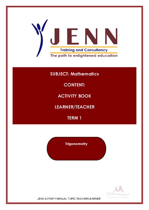 Maths Trigonometry Activity Book Jenn Activity Manual Topicteacherlearner Subject
