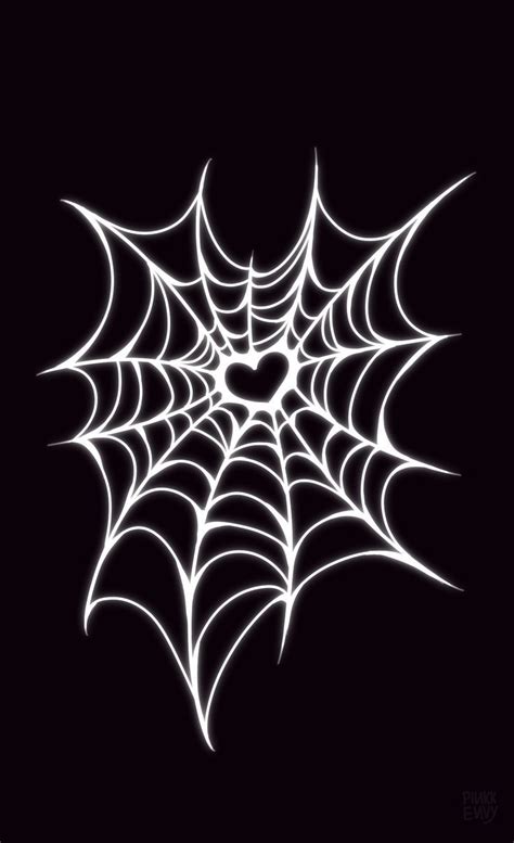 Heart Spiderweb White And Black Cute Spooky Halloween Grunge