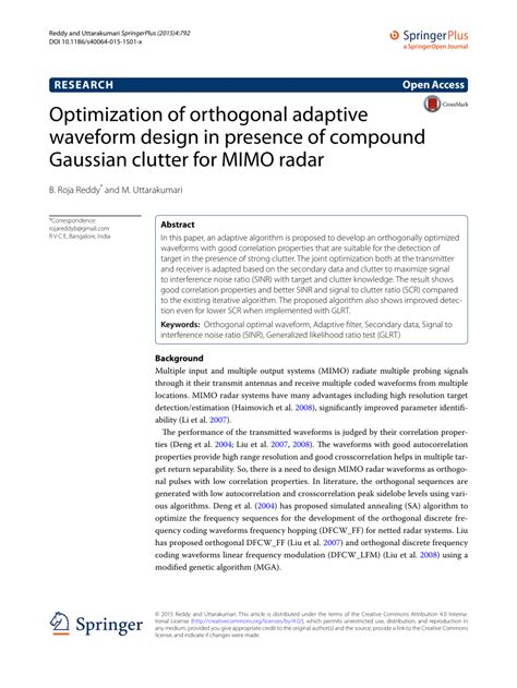 pdf optimization of orthogonal adaptive waveform design in presence