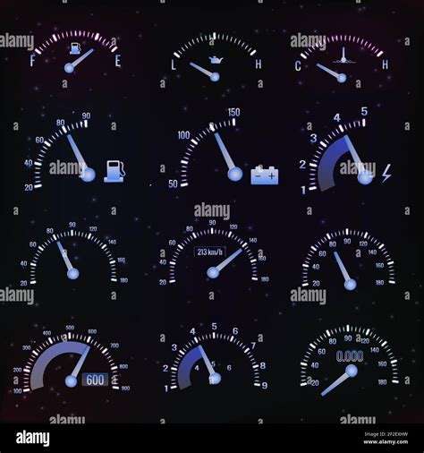 Dark Speedometer Interface Set Stock Vector Image And Art Alamy