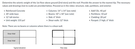 Answered Determine The Seismic Weight Of The 1st Bartleby