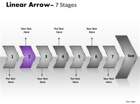 Linear Arrow Stages PowerPoint Shapes PowerPoint Slide Deck Template Presentation