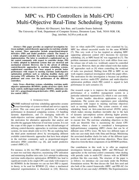 PDF MPC Vs PID Controllers In Multi CPU Multi Objective Real Time Scheduling Systems