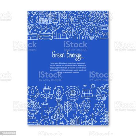 녹색 에너지 관련 개체 및 요소 손으로 그린 벡터 낙서 일러스트 레이션 컬렉션 포스터 다른 녹색 에너지 개체와 커버 템플릿 낙서