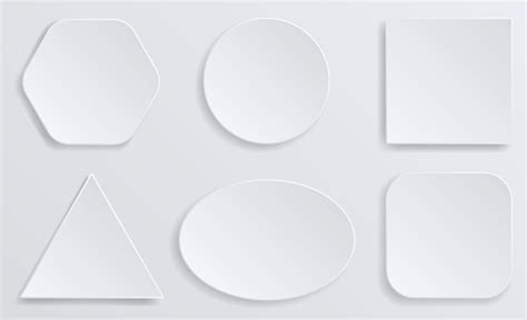 White Blank Square And Rounded Button Vector Set Button Banner Round Stock Illustration