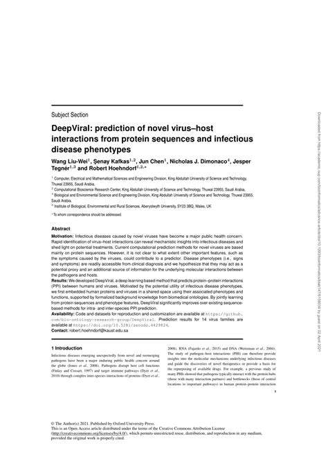 Pdf Deepviral Prediction Of Novel Virus Host Interactions From
