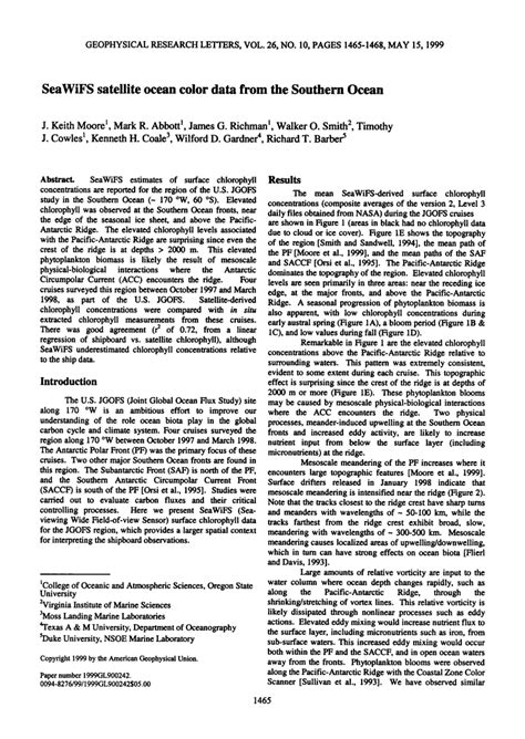 Pdf Seawifs Satellite Ocean Color Data From The Southern Ocean
