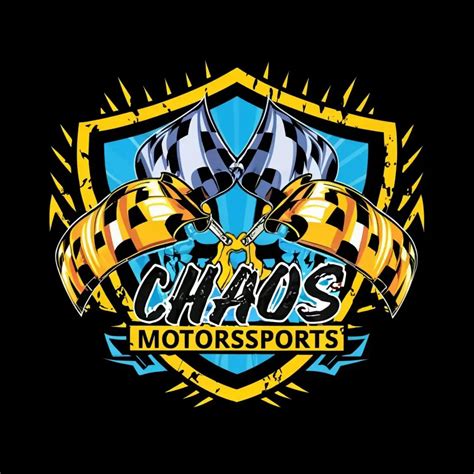 Logo Design For Chaos Motorsports Shield Emblem With Racing Checkered