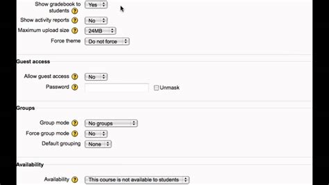 Moodle 2 Creating A Course And Course Settings Youtube