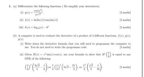 [solved] 1 a differentiate the following functions do