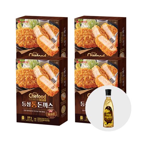 롯데웰푸드 푸드몰 [카놀라유 증정] Chefood 등심통돈까스 4개 카놀라유 500ml 증정