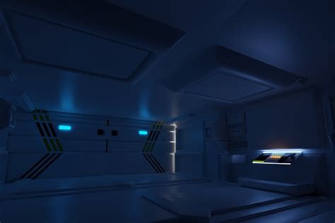 공상 과학 방 실험실 복도 현대 우주선 실험실 공상 과학 기술 실험실 복도 실내 제품 패키지 공예 문 신제품 우주선 방 기술의 공상 과학 소설 로봇 공학 배경 0명에 대한