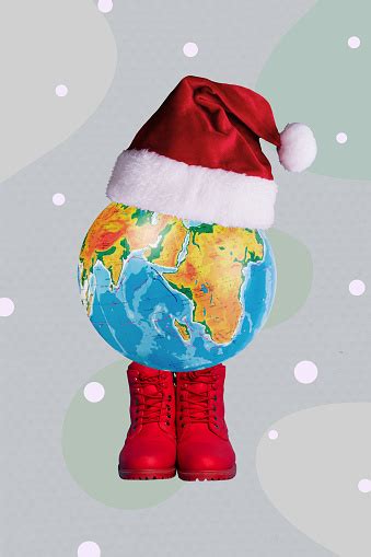 콜라주 3d 이미지 핀업 팝 레트로 스케치 행성 지구 모자 부스 의상 새해 눈 덮인 분위기 크리스마스 축하 Xmas 0명에 대한 스톡 사진 및 기타 이미지 Istock