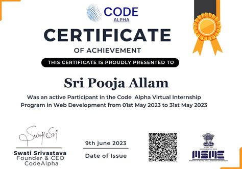 Sri Pooja Allam On Linkedin Webtechnologies Codealpha Internship