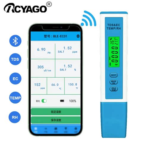 Rcyago Digital App Online Smart Water Quality Tester Bluetooth Ec Meter Online Mobile Water