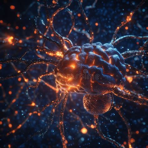 Neural Network Visualization With Glowing Brain And Synapses Stock Image Image Of Cognitive