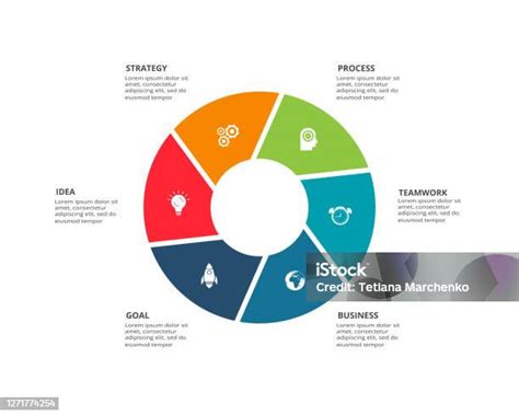 그래프의 원 요소 6 단계 옵션 부품 또는 프로세스와 다이어그램 인포그래픽 프레젠테이션을 위한 템플릿입니다 0명에 대한 스톡 벡터 아트 및 기타 이미지 Istock