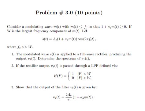 Solved Problem 3 0 10 Points Consider A Modulating Wave