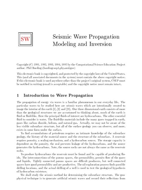 Seismic Wave Propagation Modelling Pdf Reflection Seismology Wave Equation