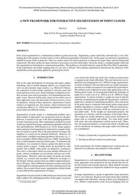 Pdf A New Framework For Interactive Segmentation Of Point Clouds