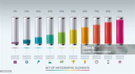 그래프 차트 또는 다이어그램 유리 플라스 크의 형태로 Infographic 요소 집합이 색된 액체로 채워진다 벡터 일러스트 레이 션 0명에 대한 스톡 벡터 아트 및 기타