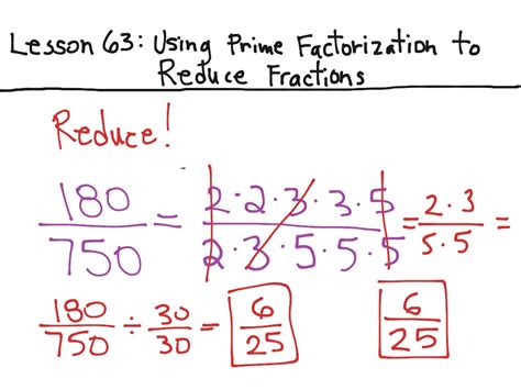 Showme Using Prime Factorization To Reduce Fractions