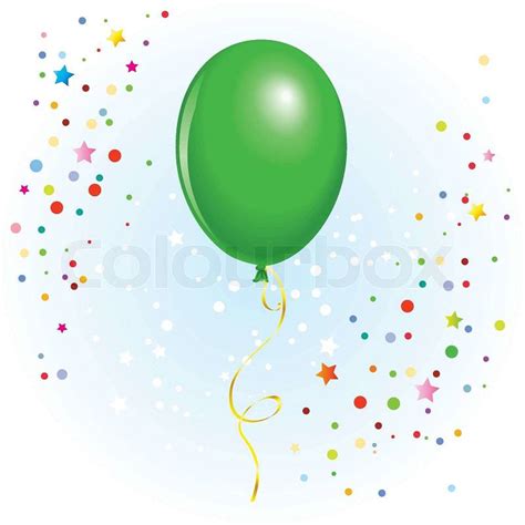 Grüne Ballon mit baumelnden curly ribbon im Vektor-Format Stock Vektor