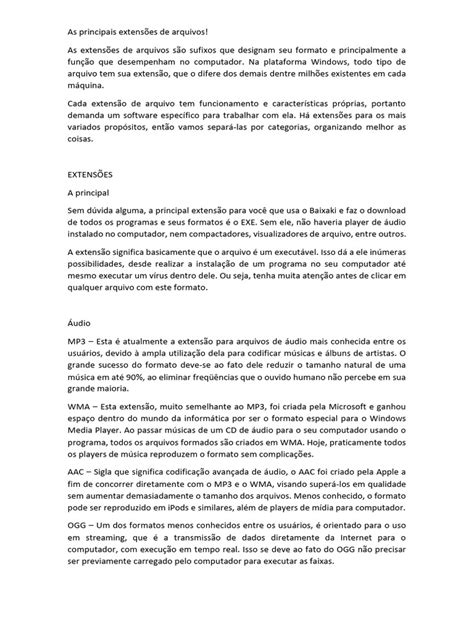 As Principais Extensões De Arquivos Pdf Mp3 Rede Mundial De Computadores