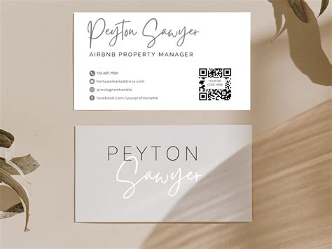 DIY Calling Card Business Card Template With QR Code Business Card Editable Template Boho