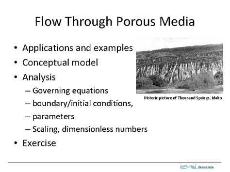 Flow Through Porous Media Applications And Examples Conceptual