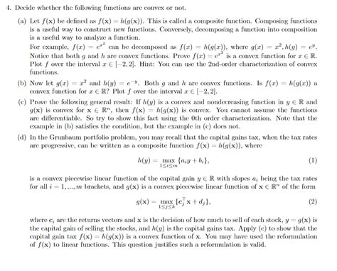 Solved 4 Decide Whether The Following Functions Are Convex