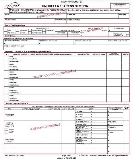 Fillable 131 Acord Form Printable Forms Free Online
