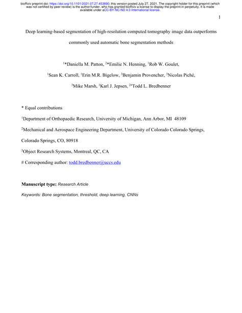 pdf deep learning based segmentation of high resolution computed