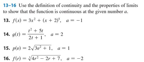 Solved 13 16 Use The Definition Of Continuity And The