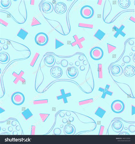 Gamepad Joystick Game Controller Seamless Pattern Stock Vector Royalty Free 1402123592