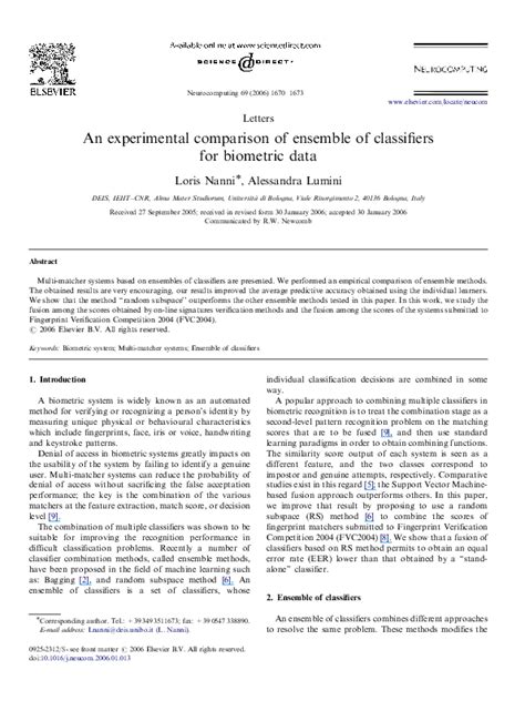 Pdf An Experimental Comparison Of Ensemble Of Classifiers For