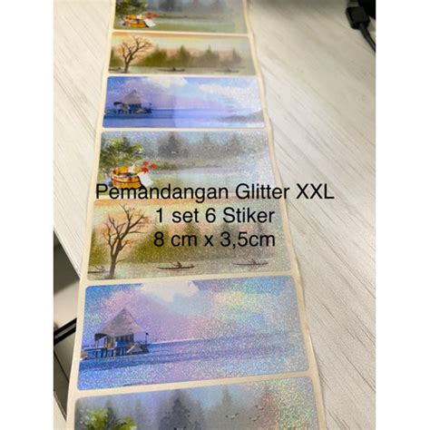Jual Custom Label Dewasa Pemandangan Glitter Nama Stiker Waterproof Sticker Jakarta Barat