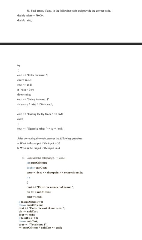 Solved 31 Find Errors If Any In The Following Code And