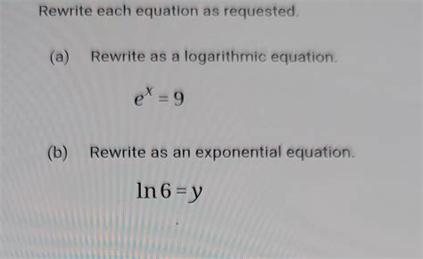 Solved Rewrite Each Equation As Requested A Rewrite As A Chegg Com