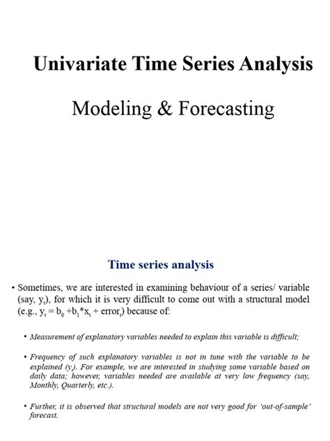 Univariate Time Series Analysis Pdf Stationary Process