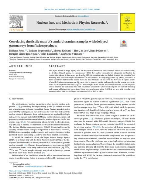 Pdf Correlating The Fissile Mass Of Standard Uranium Samples With