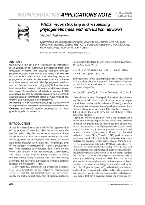 Pdf T Rex Reconstructing And Visualizing Phylogenetic Trees And Reticulation Networks