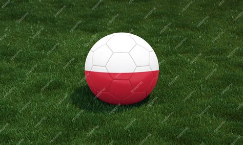 Balón De Fútbol Con Los Colores De La Bandera De Polonia En Un Estadio