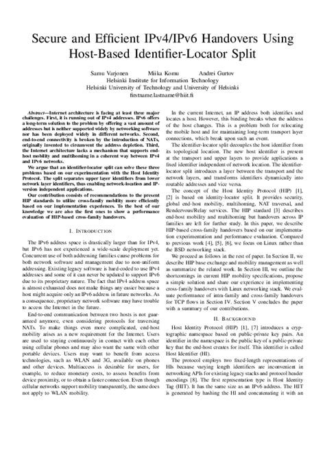 Pdf Secure And Efficient Ipv4ipv6 Handovers Using Host Based
