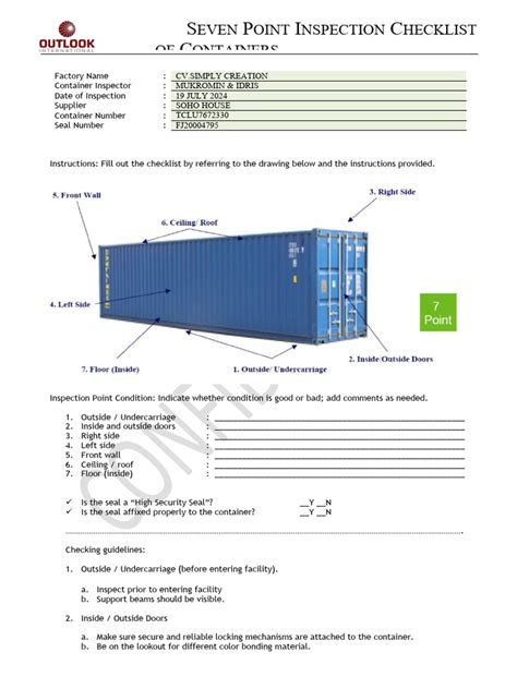 7 Point Container Checking System Pdf Building Engineering