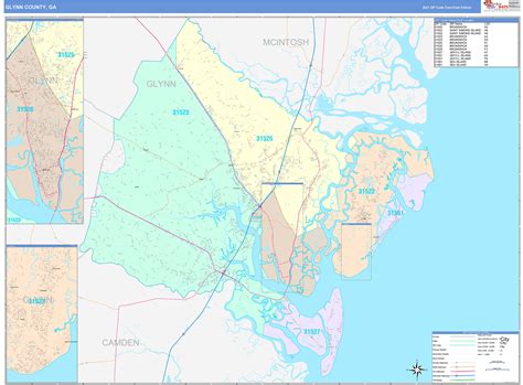 Glynn County Ga Wall Map Color Cast Style By Marketmaps Mapsales